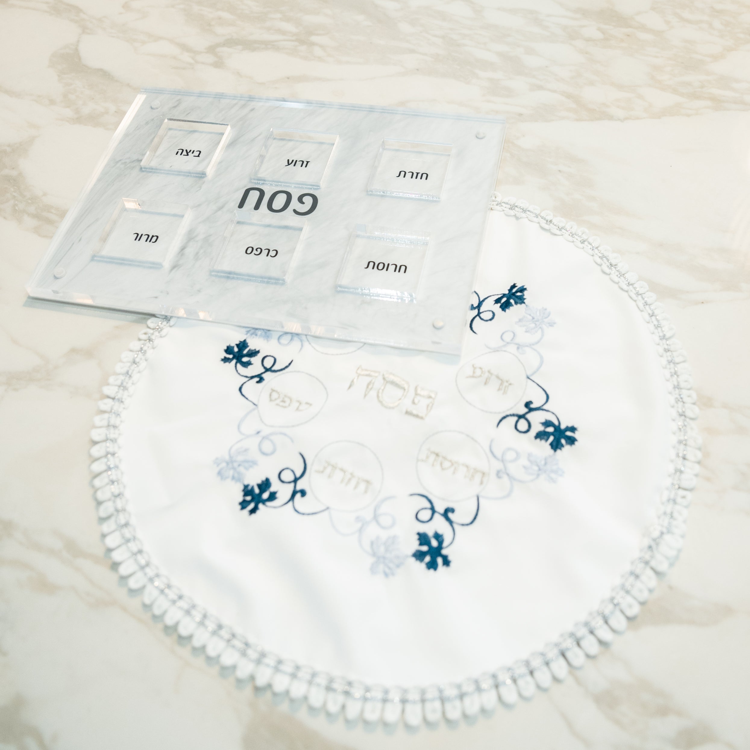 Modern Acrylic Jewish Passover Seder Plate | Marble – Carol Rose Home Decor