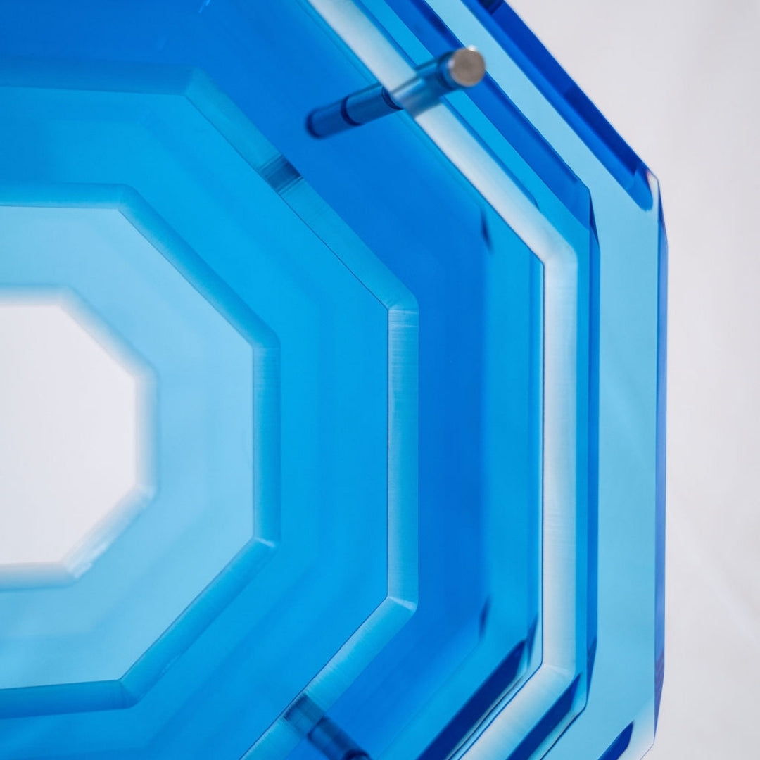 Modern Acrylic Art Octagonal Blue Sculptures – Carol Rose Home Decor